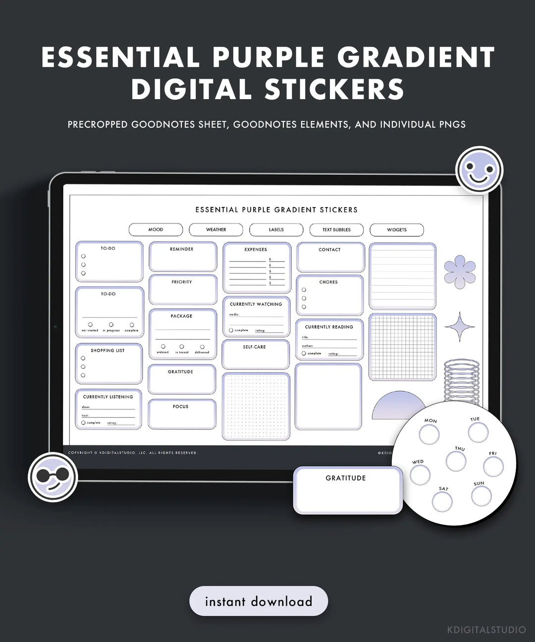 Essential Purple Gradient Digital Stickers – KDigitalStudio